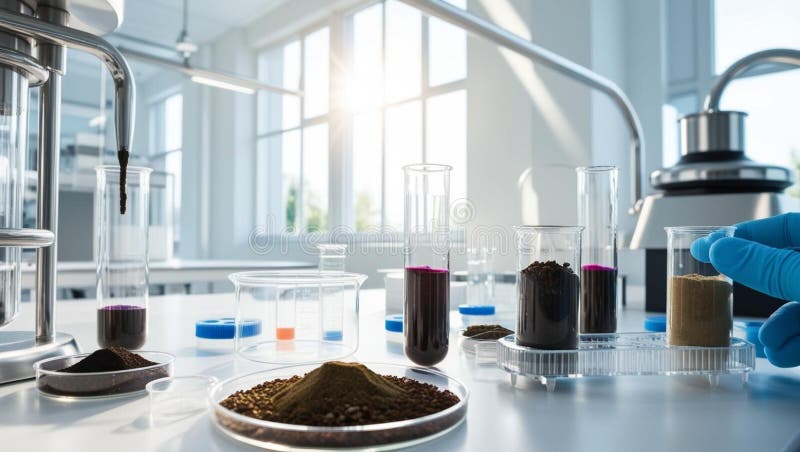 Soil Testing in a Laboratory Stock Illustration - Illustration of ...