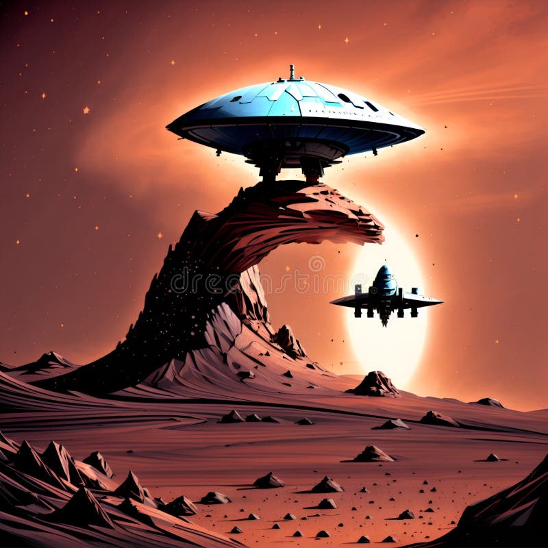 Space Ships on the Mars: a Generative AI Illustration Stock ...