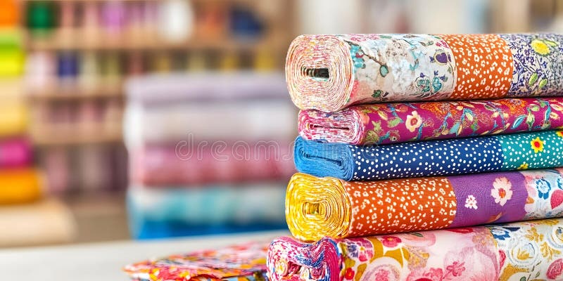 Colorful Stack of Patterned Fabrics Stock Illustration - Illustration ...