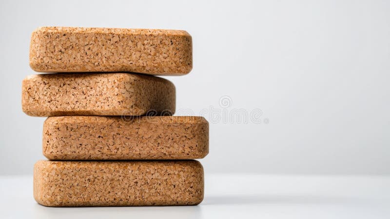 A stack of cork blocks. stock photo. Image of natural - 369117430