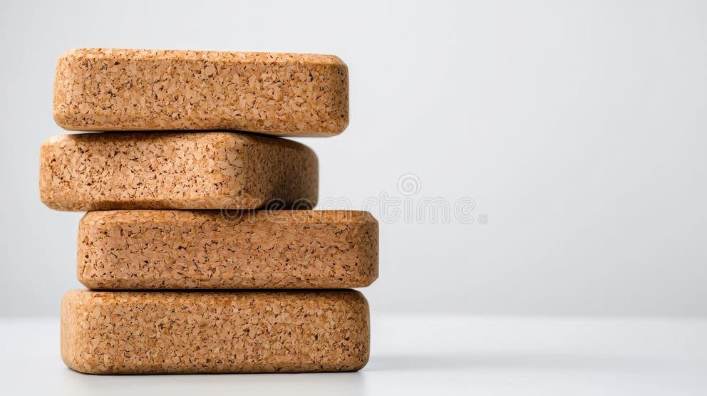 A stack of cork blocks. stock photo. Image of natural - 369117430