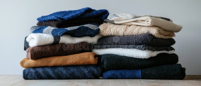 Stacked Folded Blankets Various Colors Textures Stock Photos - Free ...