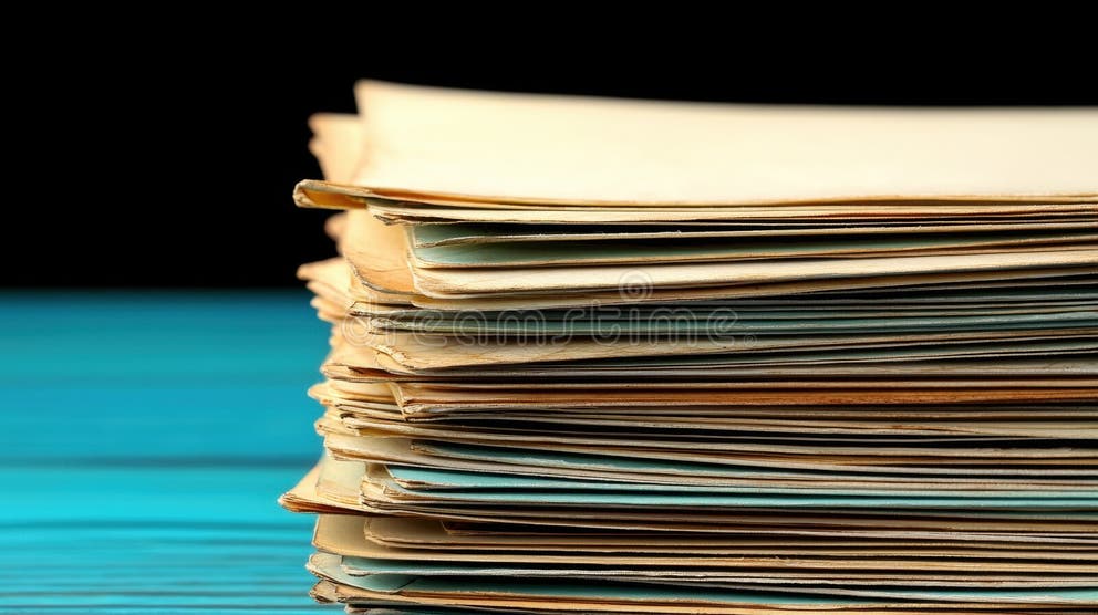 A Stack of Old, Yellowed Papers. Stock Photo - Image of likely, shade ...