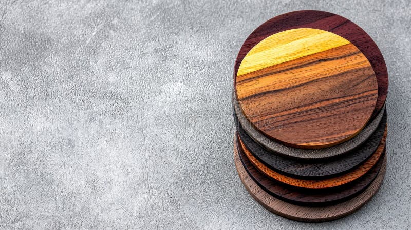 A Stack of Coasters with Different Wood Grain Patterns. Stock Photo ...
