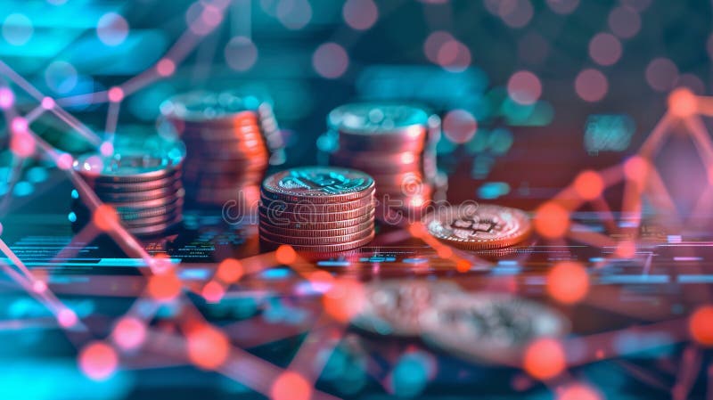 Stacked Coins with Network Connections Conceptualizing Digital Currency ...