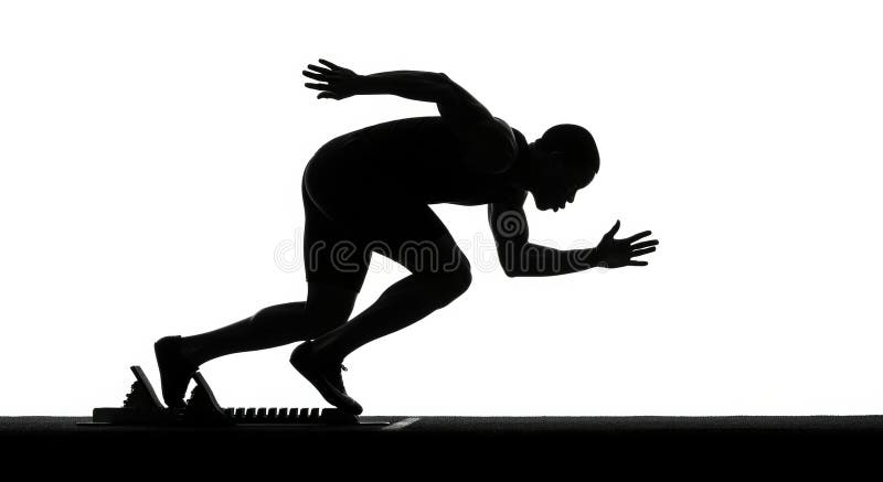 Man Runner Sprinter Starting Blocks Silhouette Stock Illustrations – 15 ...