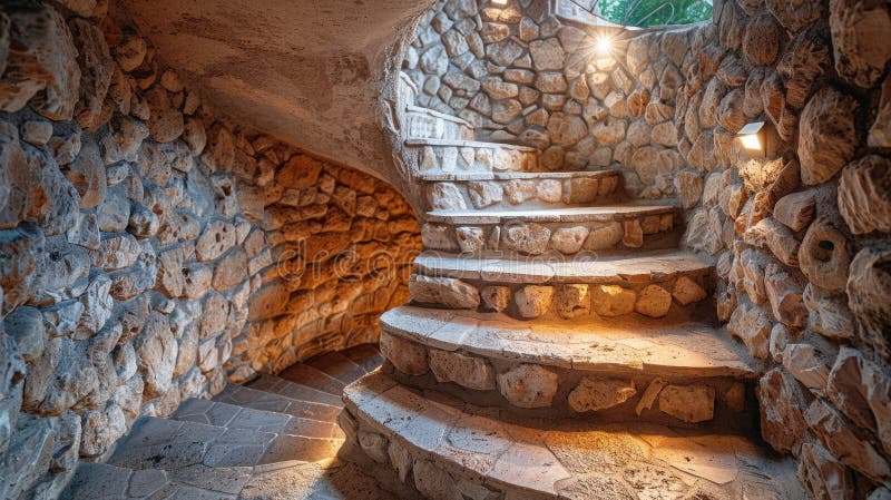 Stone staircase in a cave stock photo. Image of design - 324724734