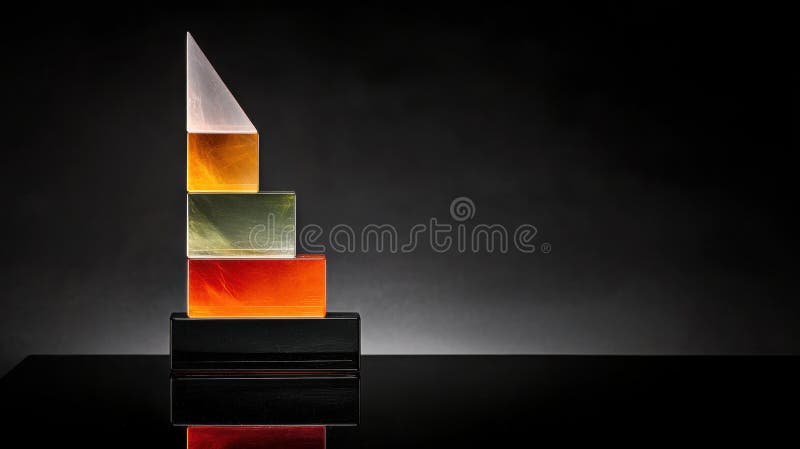 A Modern Art Sculpture of a Pyramid with Colored Blocks. Stock Photo ...