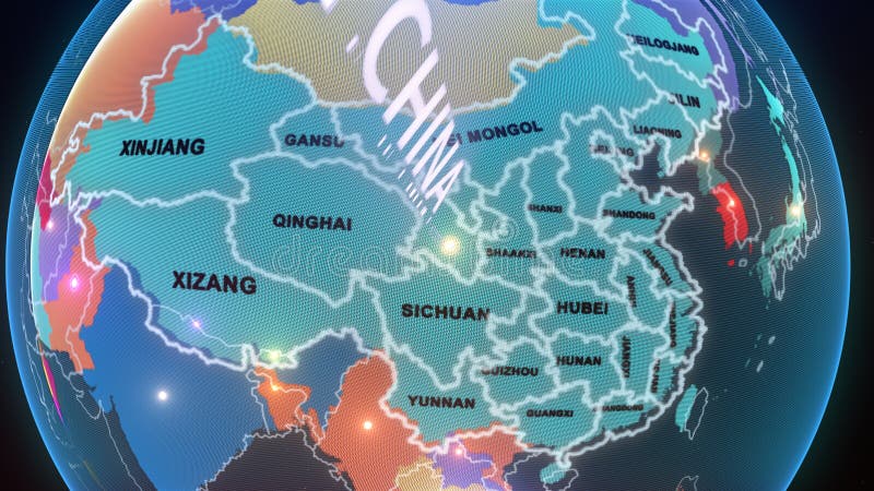 This Image Shows a Stylized 3D Globe Map Highlighting China Stock Image ...