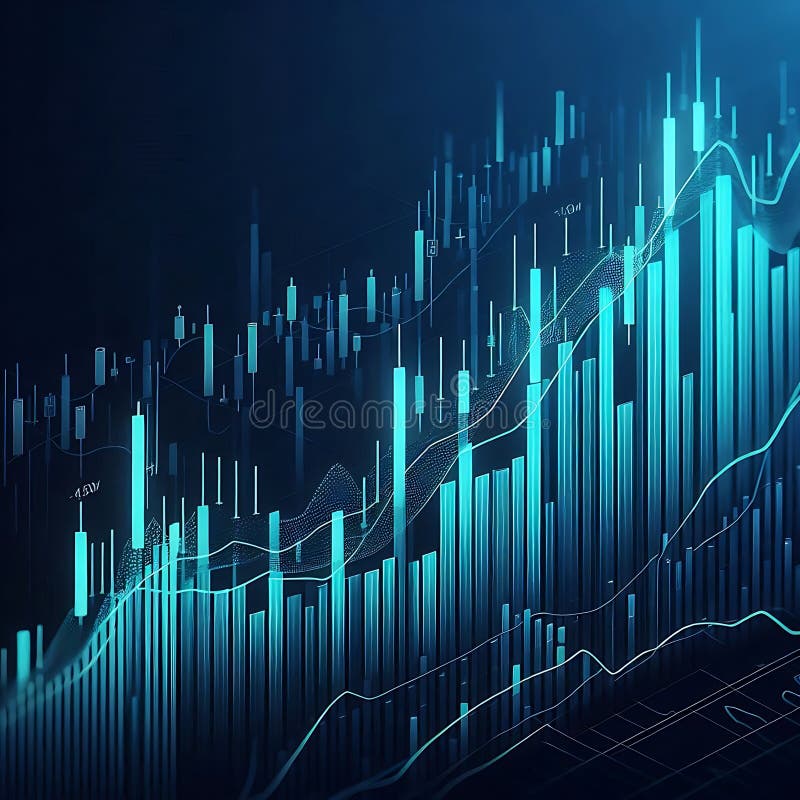 Financial Data Chart with Candlestick and Rising Trend Line Stock ...