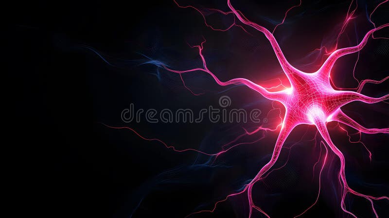 The Image Shows a Stylized Representation of a Neuron, Its Branches ...