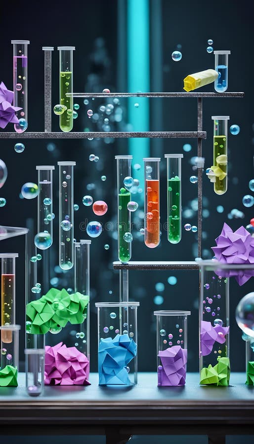 Table Filled with Test Tubes Containing Liquid. Generative AI Stock ...