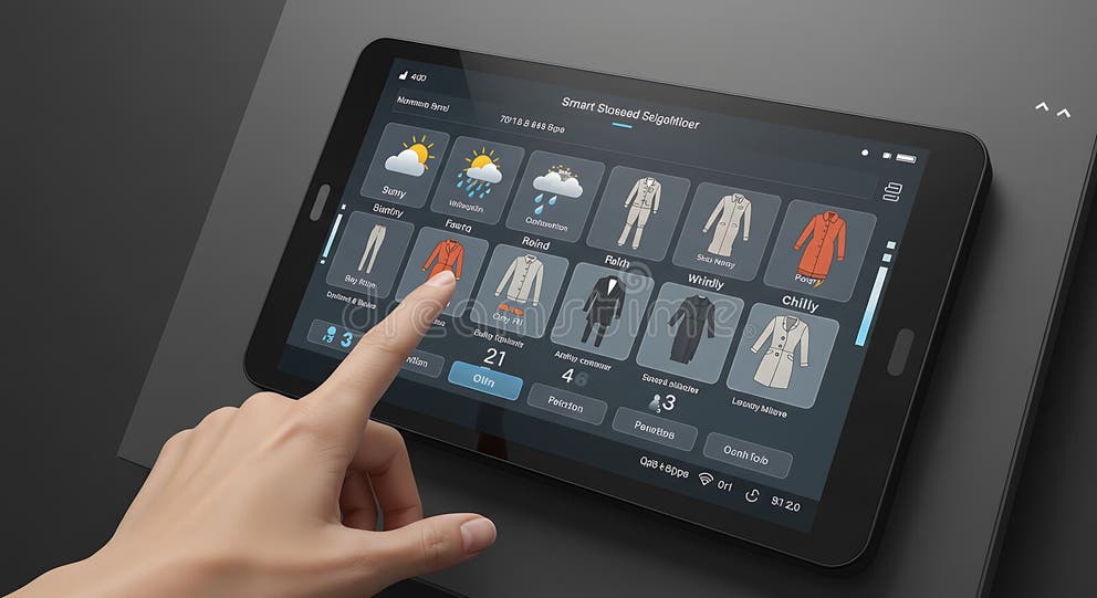 AI-Powered Smart Wardrobe stock illustration. Illustration of ...