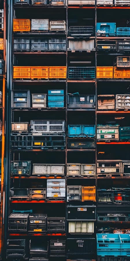 Tall Shelving Unit Filled with Assorted Objects Stock Illustration ...