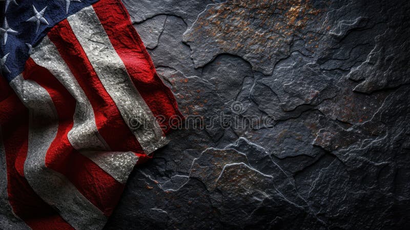 A Tattered American Flag on a Solid Black Background for Website and ...