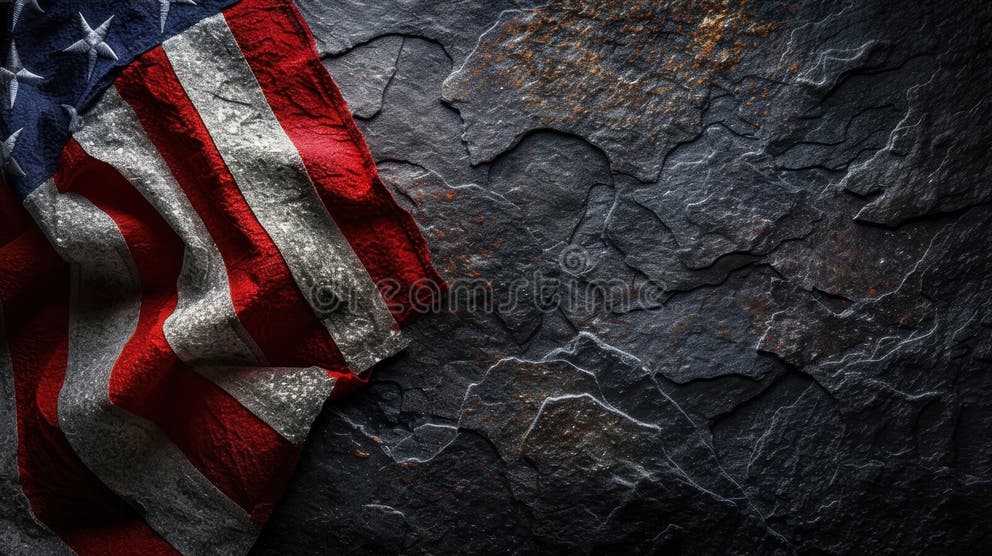 A Tattered American Flag on a Solid Black Background for Website and ...