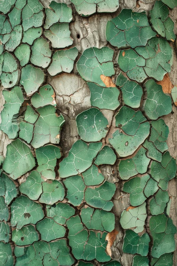Green Peeling Paint on Tree Bark Stock Illustration - Illustration of ...
