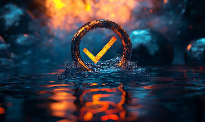 The Image Shows Three Golden Check Marks Set Against a Blue and Orange ...