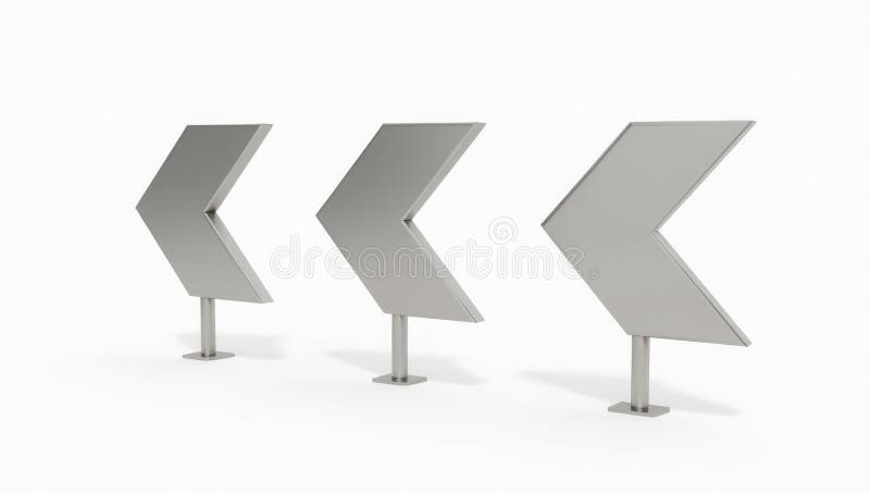 Three Silver Arrow Signs Pointing To the Left Stock Illustration ...