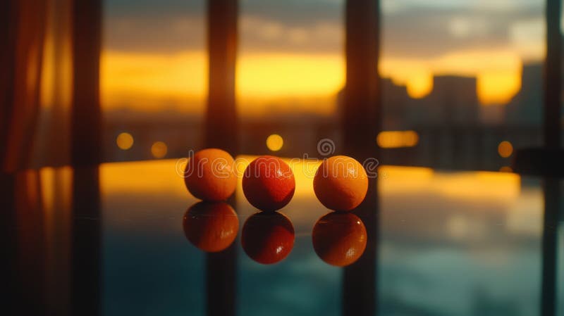 A Table with Three Oranges on it. Stock Photo - Image of window, table ...