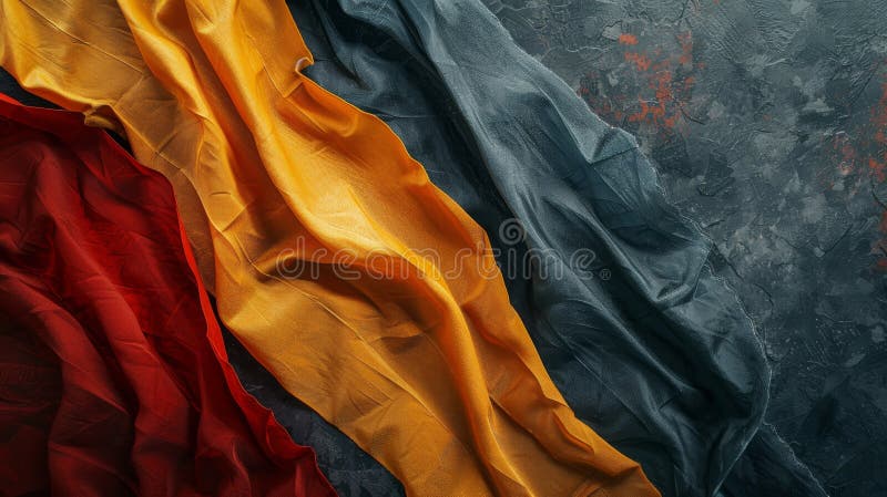 The Image Shows Three Pieces of Cloth in Red, Yellow and Blue. the ...
