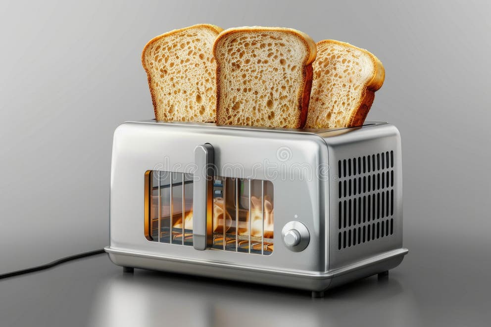 Image Shows a Toaster with Four Slices of Bread Inside Stock Image ...