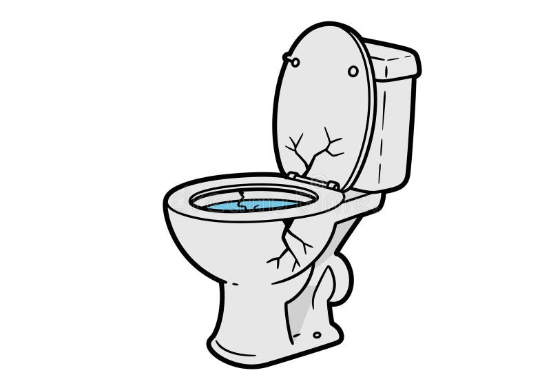 Broken toilet clipart stock vector. Illustration of tank - 364620124