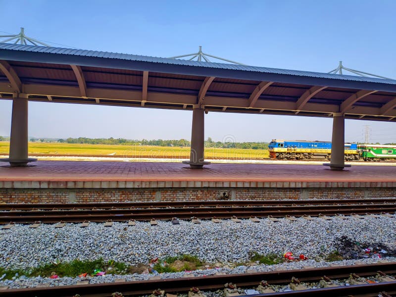 Yellow Fields of Chana at a Rural Train Station Stock Photo - Image of ...