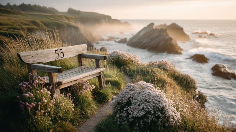 Embracing Adventure on a Cliffside Bench while Planning Life Goals for ...