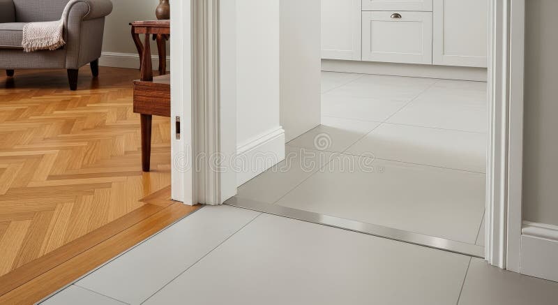 Transition from Parquet To Tile Flooring Detail Stock Illustration ...