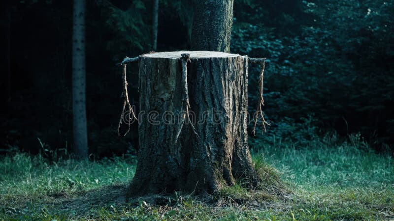 Forest Stump with Branches stock illustration. Illustration of moody ...