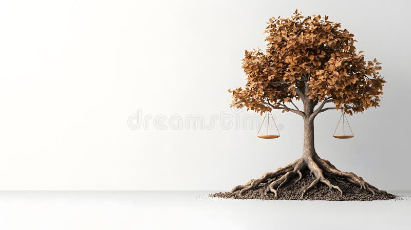 A Symbol of Justice: Tree with Roots and Scales Represents Balance in ...