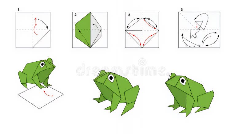 Origami Frog Instructions Stock Illustrations – 21 Origami Frog ...