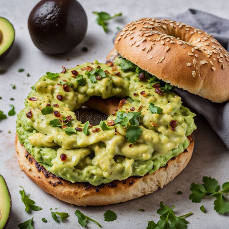 Illustration of a Breakfast Dish Called Smashed Avocado Bagel Stock ...