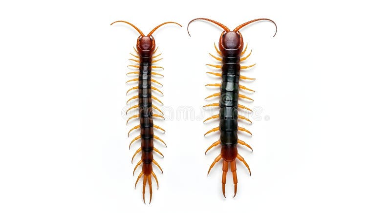 Two Centipedes on White Background, Ai Generated Stock Illustration ...