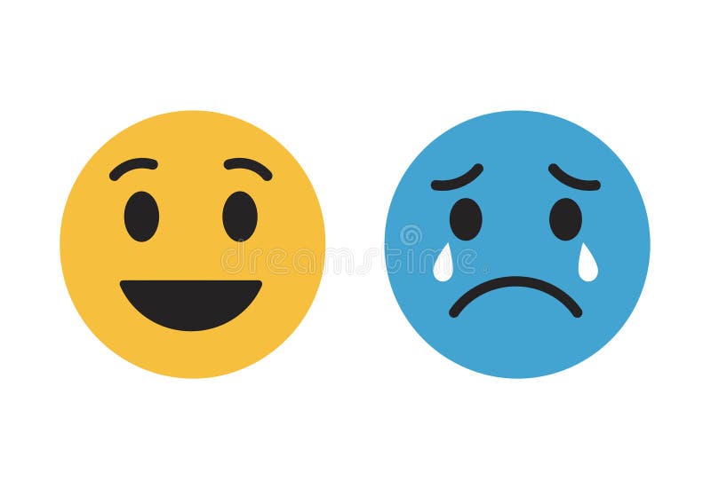 Happy and sad face clipart stock vector. Illustration of bold - 370727052