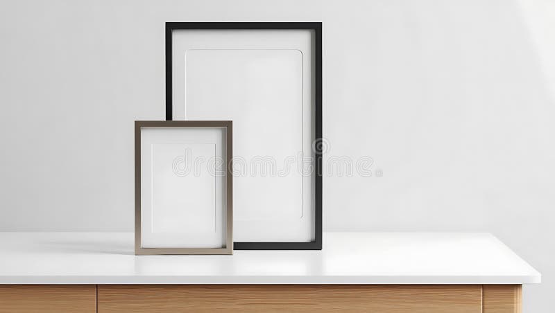 Two Blank Picture Frames White Background Silver Black Frames Modern ...