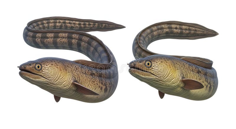Two Moray Eels on White Background, Ai Generated Stock Illustration ...