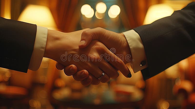 Two People Shake Hands in a Dimly Lit Room Stock Photo - Image of ...