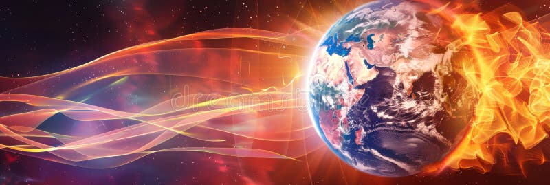 Earth Engulfed in Flames: Global Warming Crisis. Generative AI Stock ...