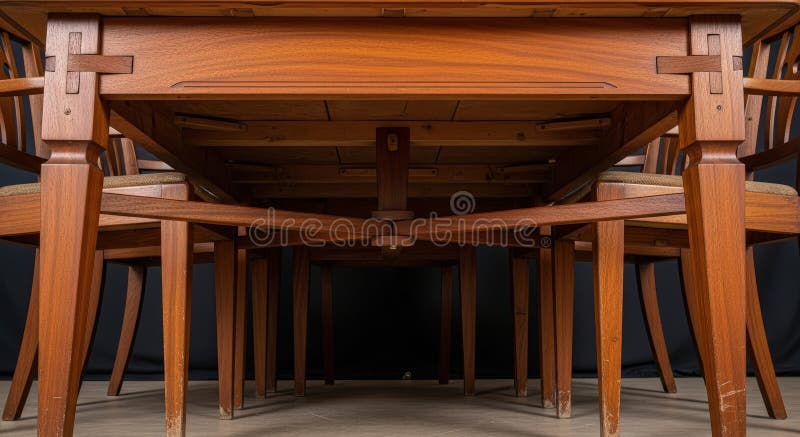 Underside View of a Wooden Dining Table and Chairs Stock Illustration ...
