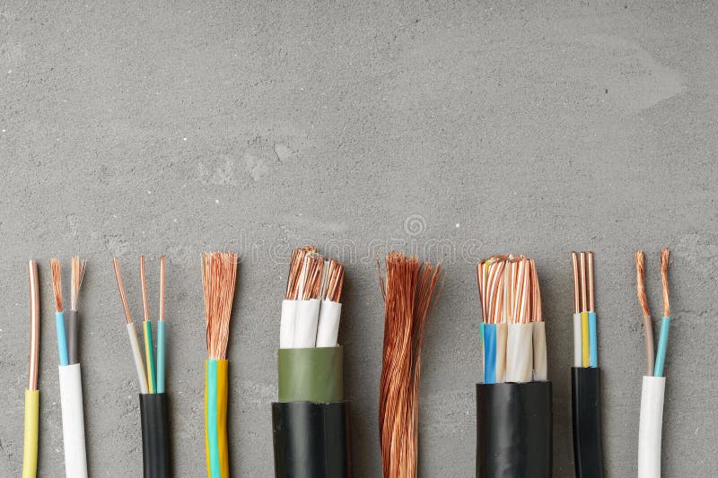 Electrical Tools and Wires on Gray Surface Stock Image - Image of ...