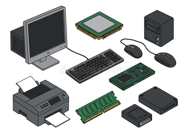 Computer Parts Clipart. stock illustration. Illustration of processor ...