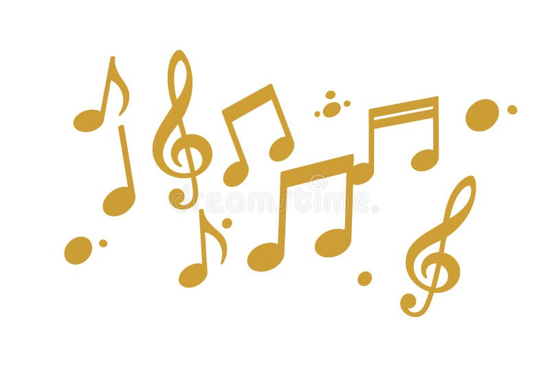 Gold music notes clipart stock vector. Illustration of stylish - 372279833