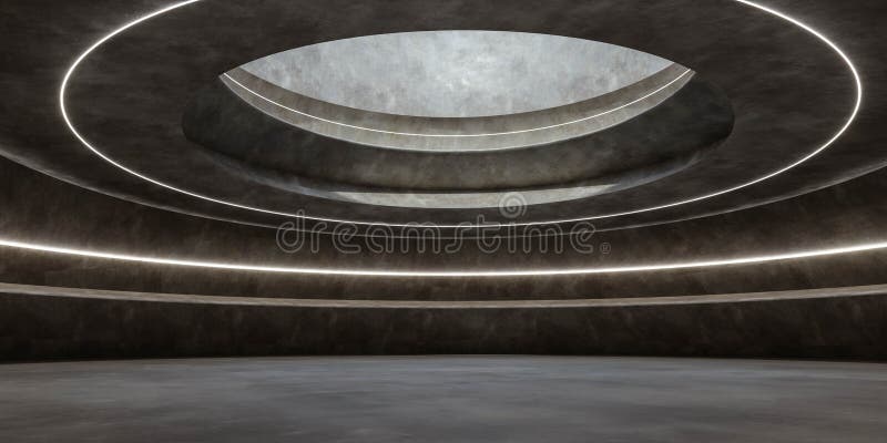 Expansive Industrial Design Room with Circular Ceiling 3d Render ...
