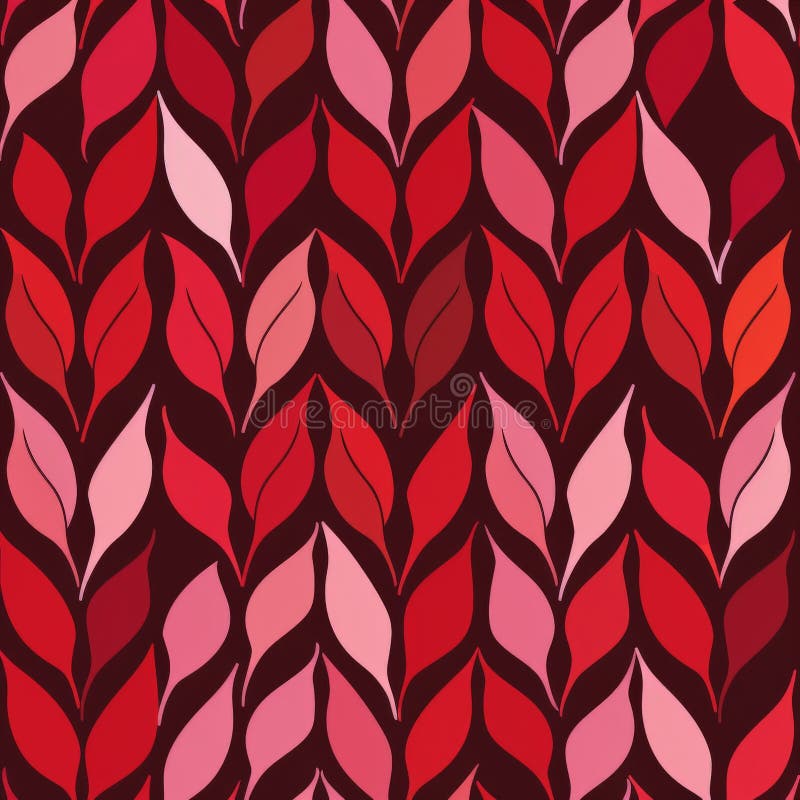 Red and Pink Pattern with Leaves Stock Illustration - Illustration of ...