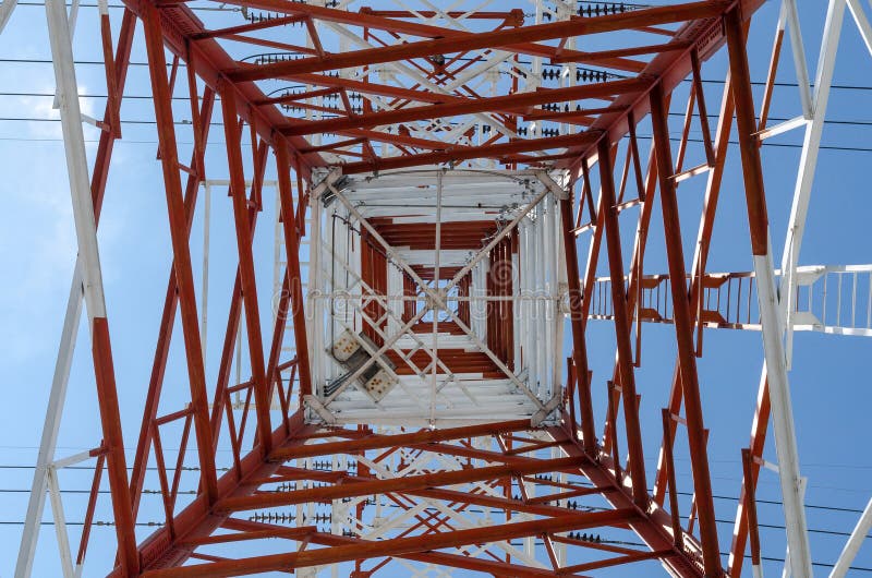 Low Angle View of a Large Transmission Tower with a Distinctive ...