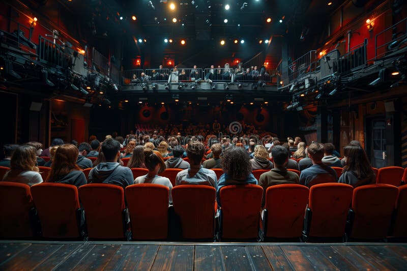 Audience Watching Performance on Stage in Small Theatre Stock Image ...