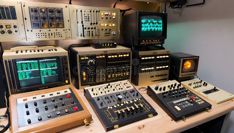 Vintage Electronics Laboratory with Oscilloscopes and Control Panels ...