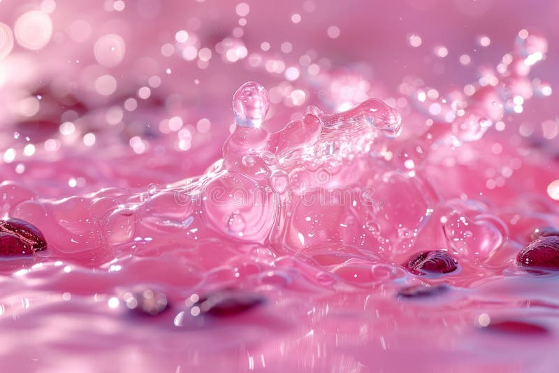Water Droplet Splashing in Pink Liquid Stock Photo - Image of surface ...